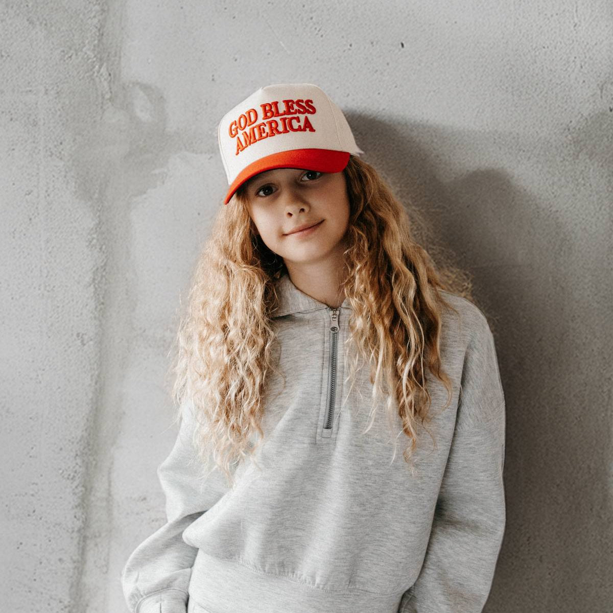 God Bless America KIDS Hat - Red, Off White, & Navy – Conviction Co