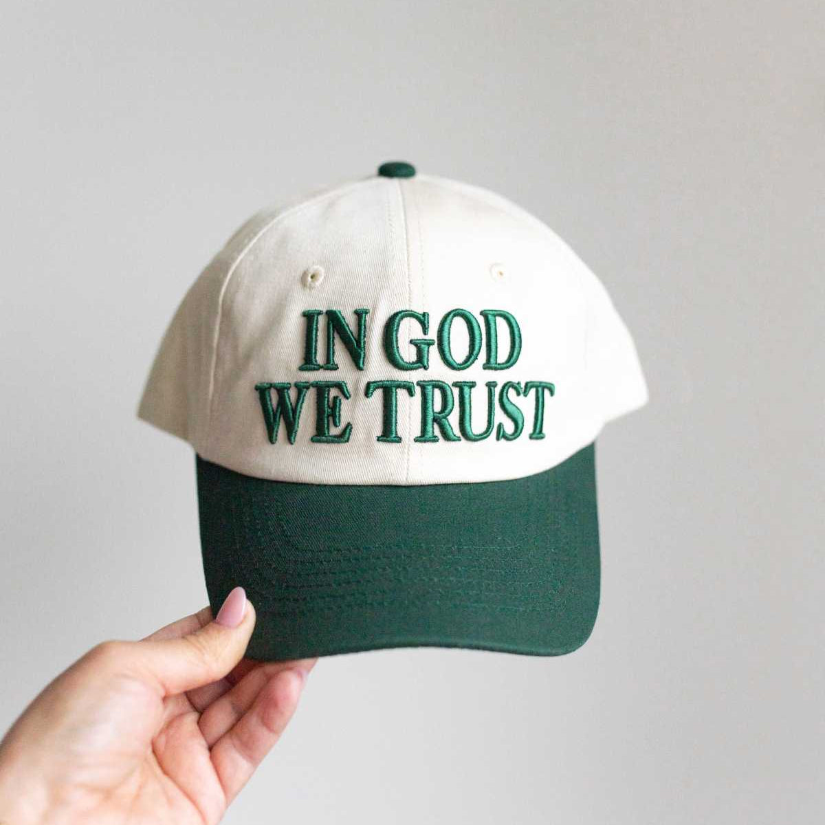 In God We Trust Baseball Hat - Green & Off-White – Conviction Co