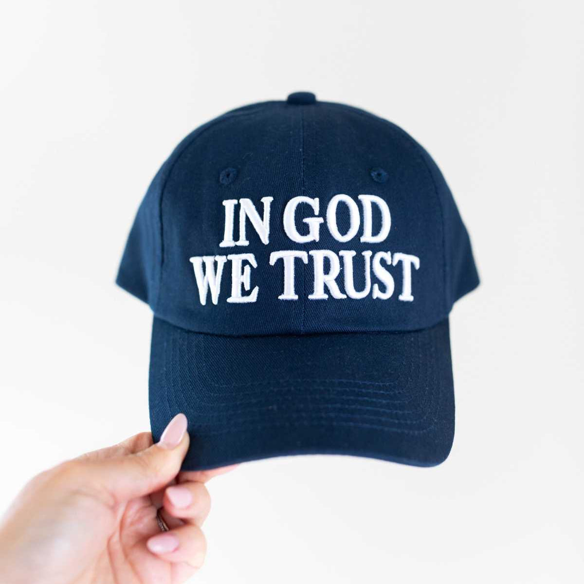 In God We Trust Baseball Hat - Navy & White – Conviction Co