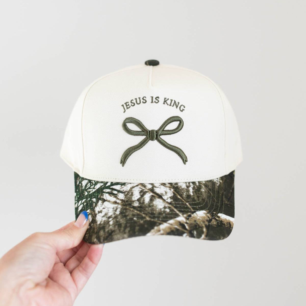 Jesus is King Camo Bow Trucker Hat – Conviction Co
