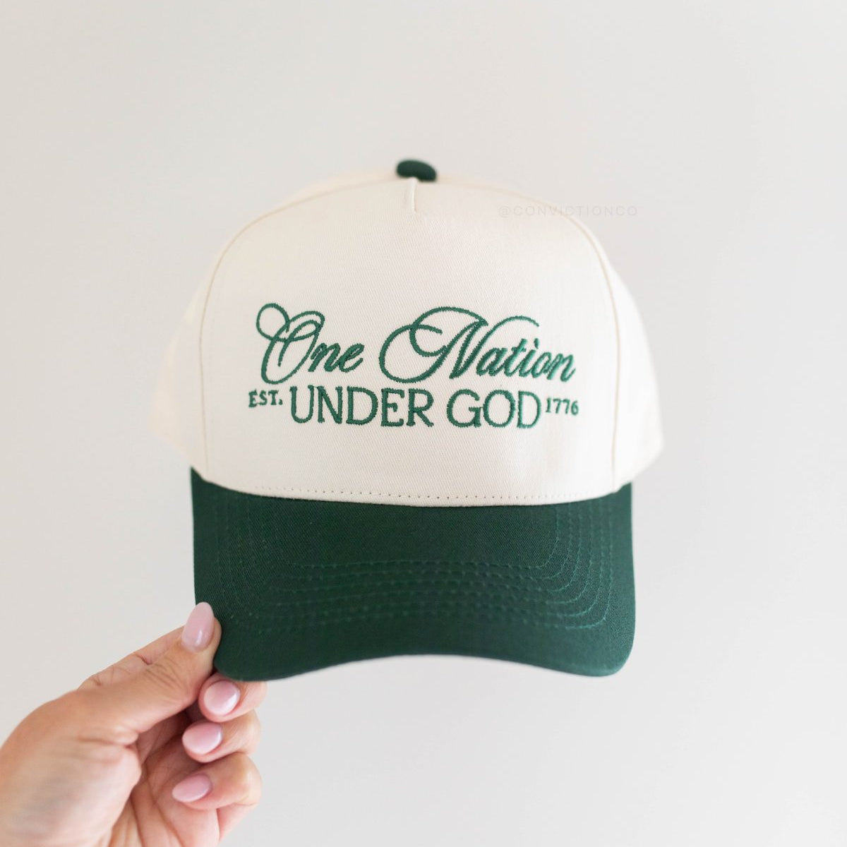 One Nation Under God Hat - Green & Off White – Conviction Co